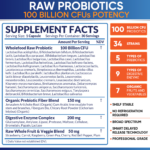 Raw Probiotics 100 Billion CFU Organic With Prebiotics, Digestive ...